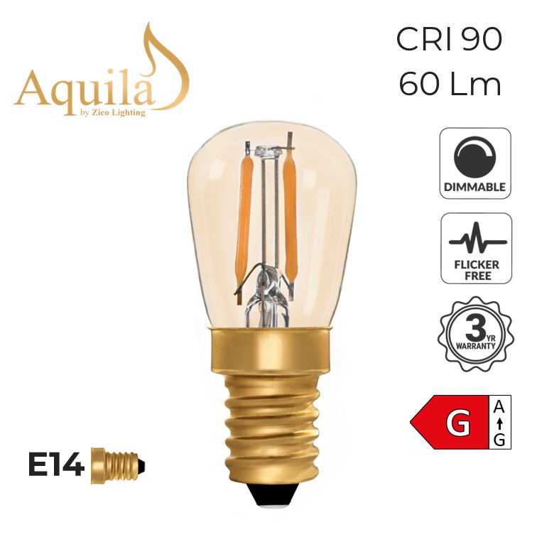 Amber Pygmy ST26 Dimmable LED Light Bulb (E14 Screw cap) - Buy Direct