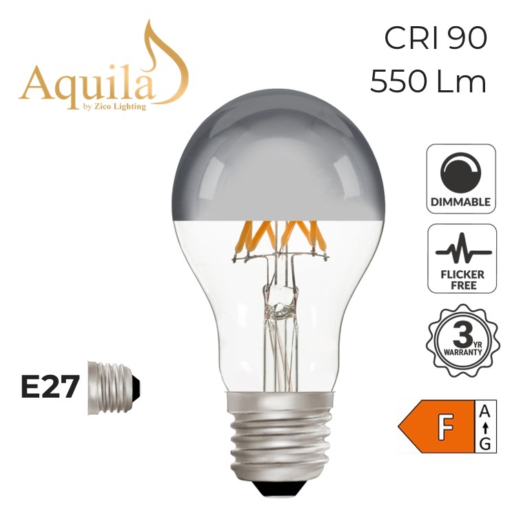 Silver Mirror GLS A60 Dimmable LED Light Bulb (Screw In) - Buy Direct